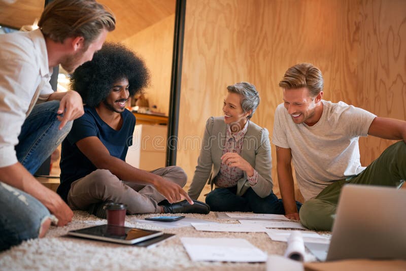 Creative People, Tech and Smile with Documents in Meeting for Interior ...