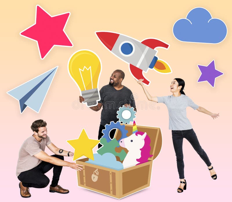 Creative People with a Treasure of Ideas Stock Image - Image of ...