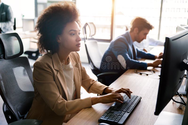 Creative People Working in Office on Computer Stock Photo - Image of ...