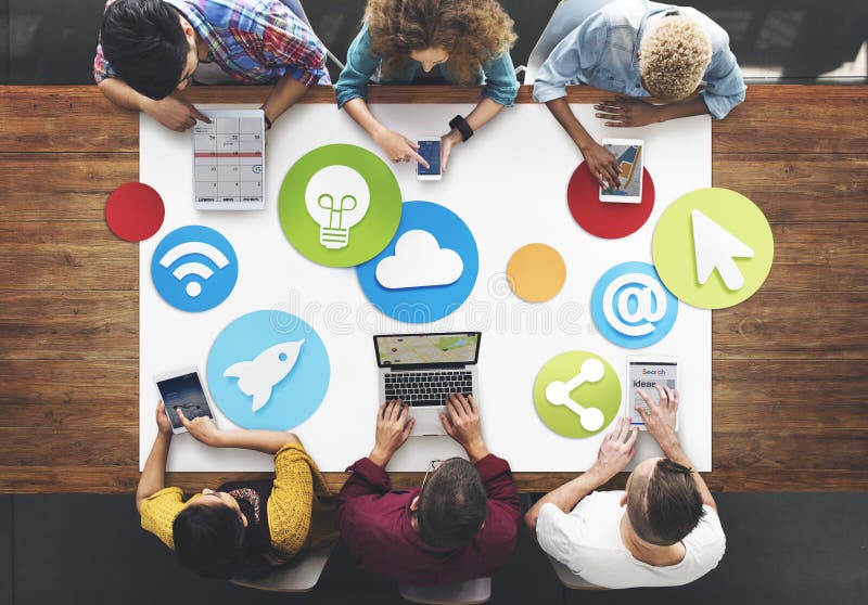 Creative People Working Social Media Icon Concept Stock Photo - Image ...