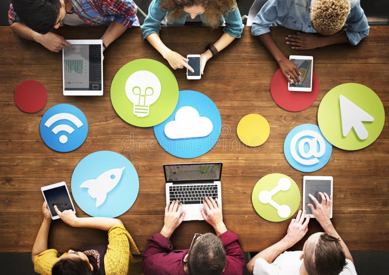 Creative People Working Social Media Icon Concept Stock Illustration ...