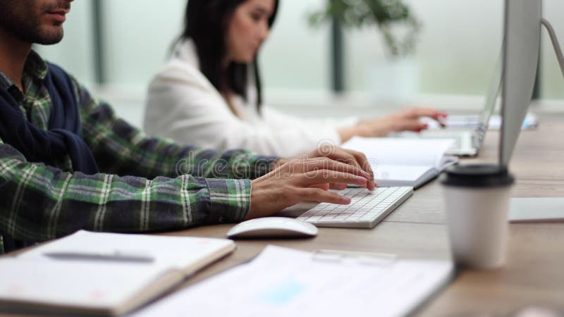 Creative Performer. Young People Working at the Computer while Sitting ...