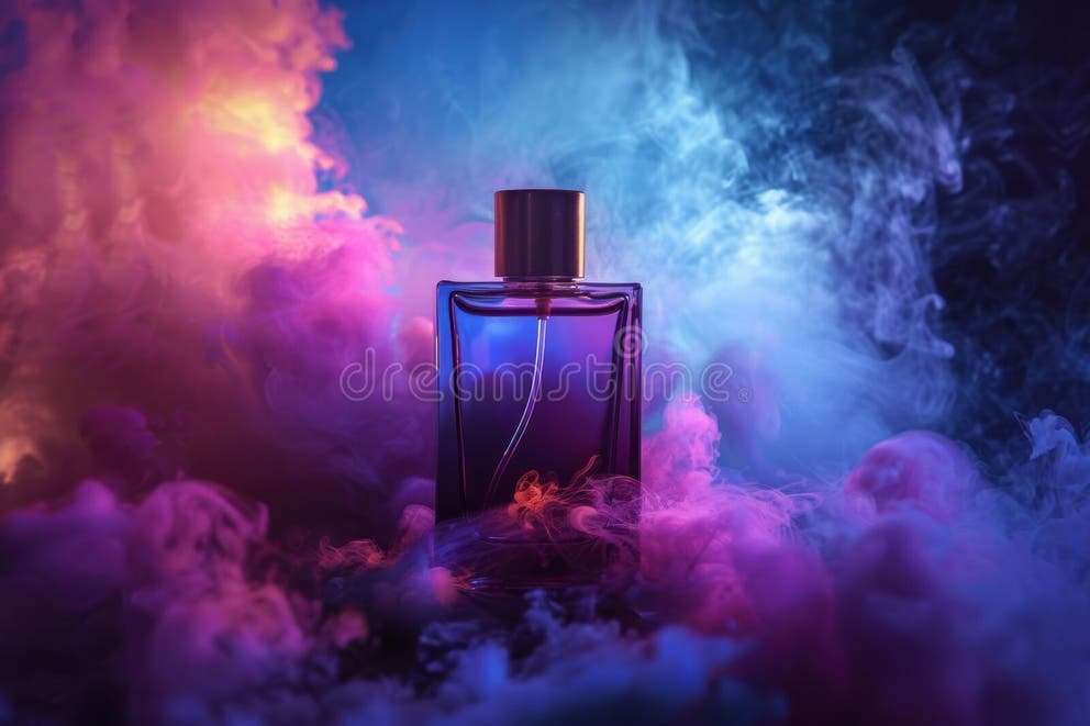 Creative Perfume Bottle Concept with Glowing Mist and Elegant Abstract ...