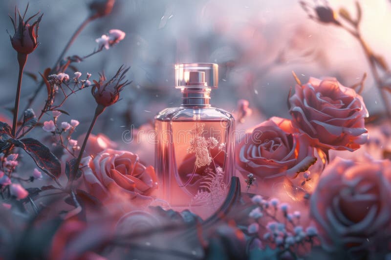Creative Perfume Bottle Concept with Glowing Mist and Elegant Abstract ...