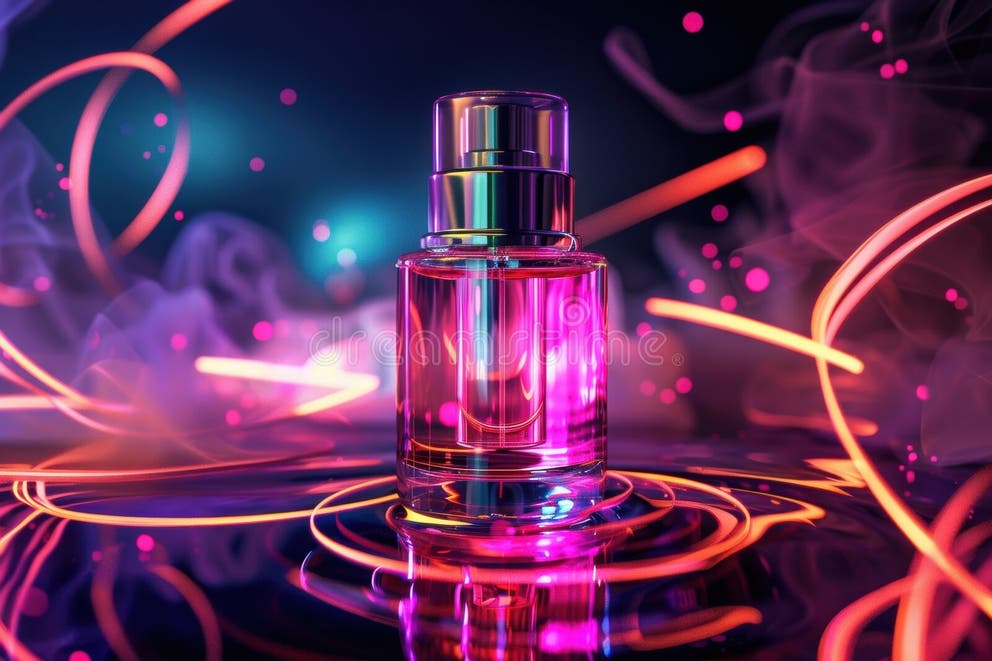 Creative Perfume Bottle Concept with Glowing Mist and Elegant Abstract ...