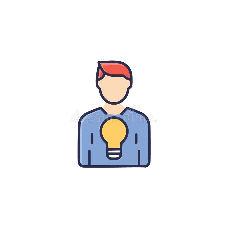 Creative Person with Lightbulb Icon. Illustration of a Person with a ... Creative Person with Lightbulb Icon. Illustration of a Person with a ...