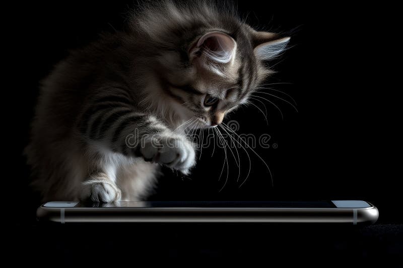 A Creative Perspective on Technology is Illustrated by a Cat Touching ...