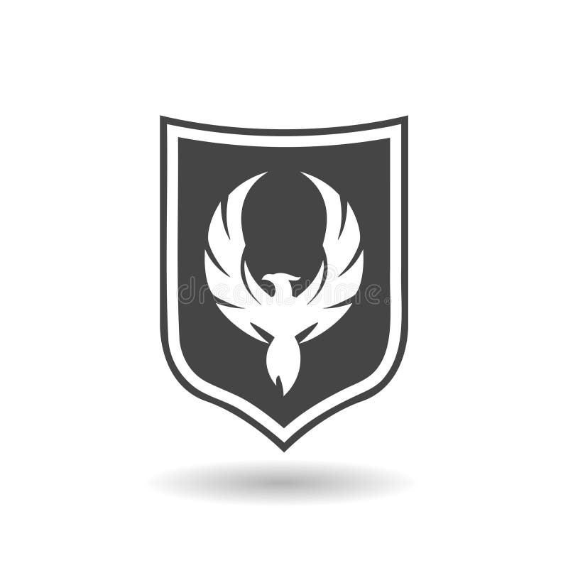 Creative Phoenix Bird Shield Logo with Shadow Stock Vector ...