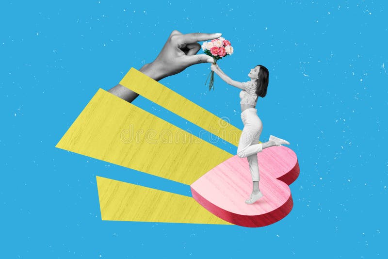 Creative Photo 3d Collage Artwork Poster Postcard Of Pretty Girl