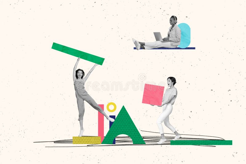 Creative Photo Collage Picture Cooperation Teamwork Concept Support ...