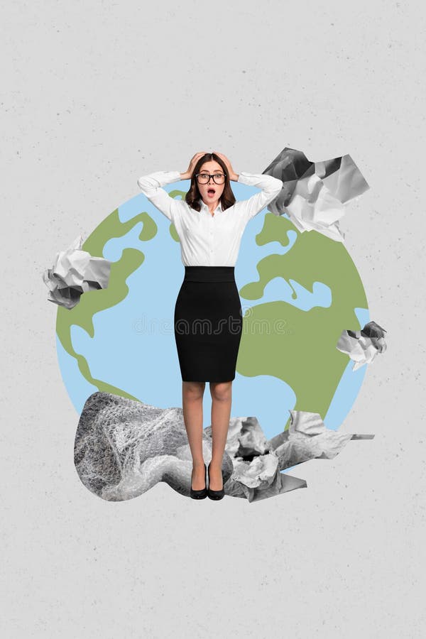 Creative Photo 3d Collage Artwork Postcard Poster Picture Of Worried