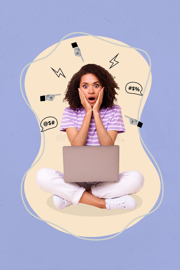 Creative Photo 3d Collage Artwork Postcard Poster Of Worried Girl Read