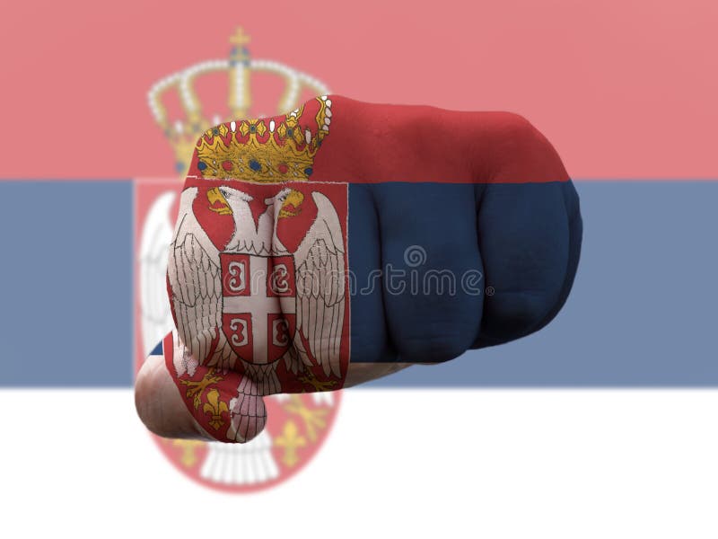 Creative Photo of a Hand with the National Flag of Serbia Stock Photo ...