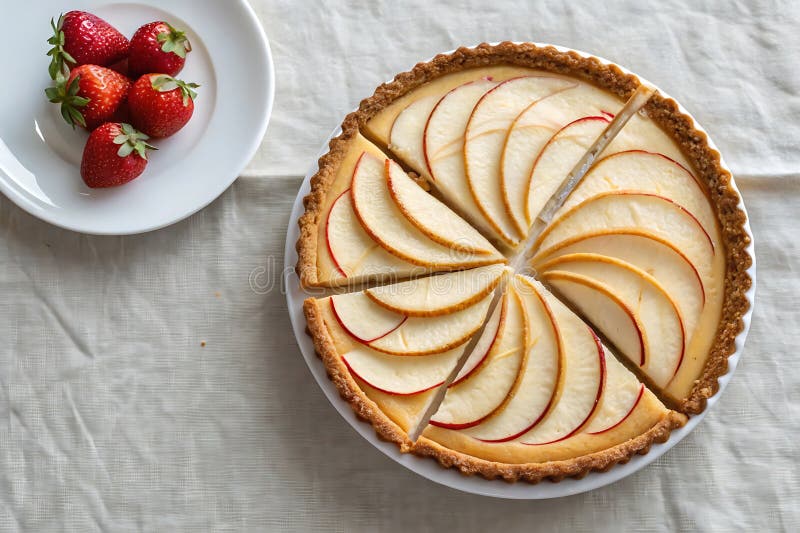Creative Pi Day Celebration with Apple Pie and Fresh Strawberries Stock ...