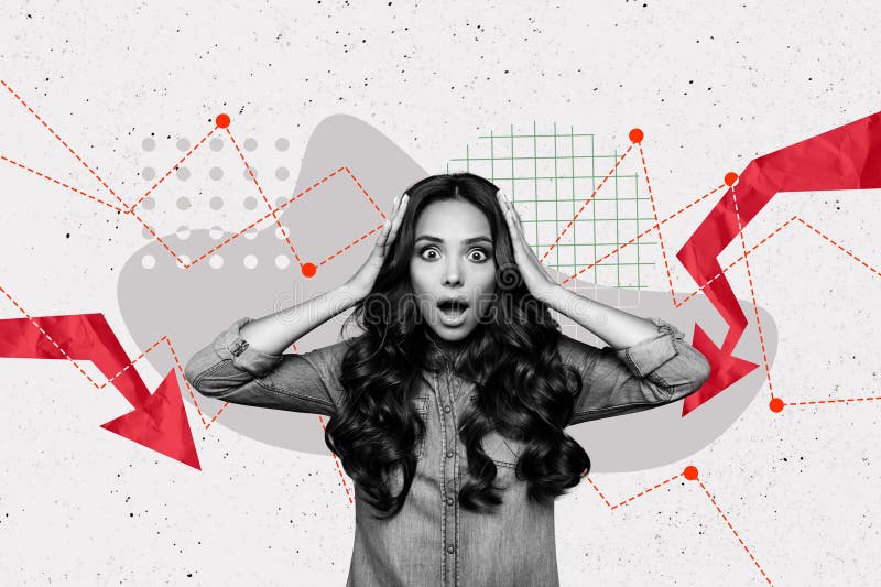 Creative Picture Collage Young Amazed Impressed Shocked Girl Stats ...