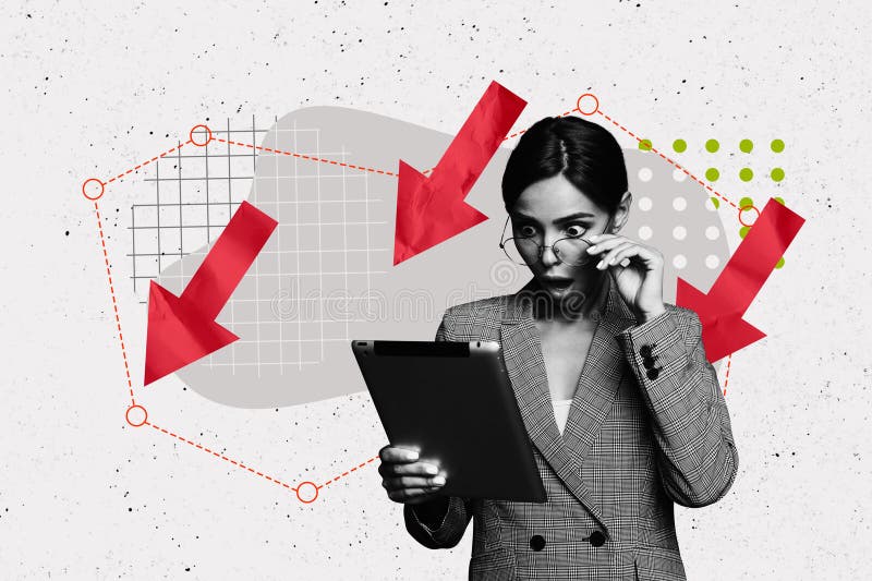 Creative Picture Collage Young Woman Entrepreneur Forex Market Falling ...