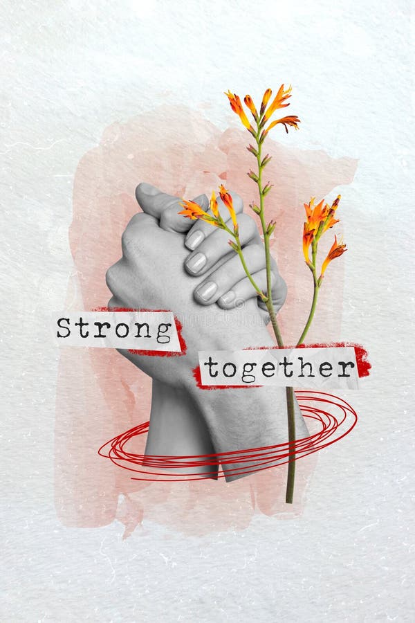 Creative Picture Drawing Banner Collage of Two Hands Helping Support ...