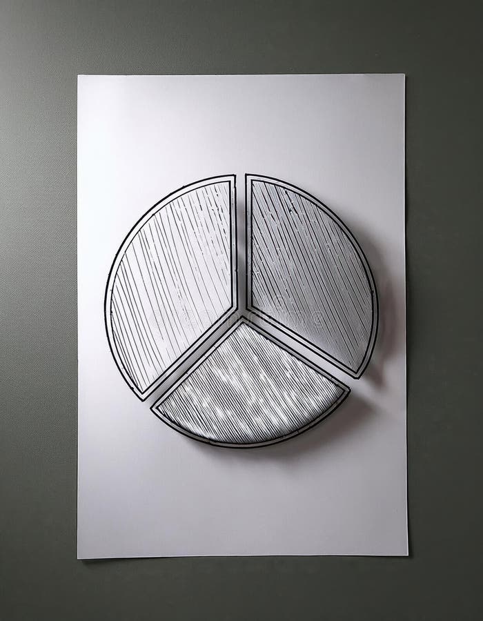 Creative Pie Chart Outline Drawn on Blank Paper Showcasing Artistic ...