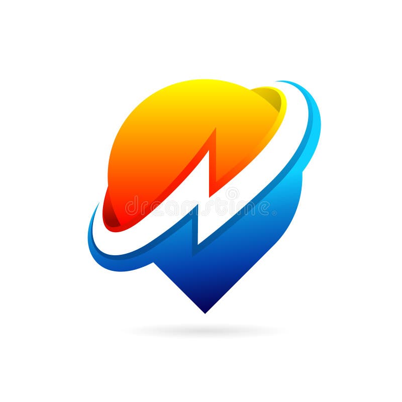 Creative Pin Thunder Logo Template Stock Vector - Illustration of place ...