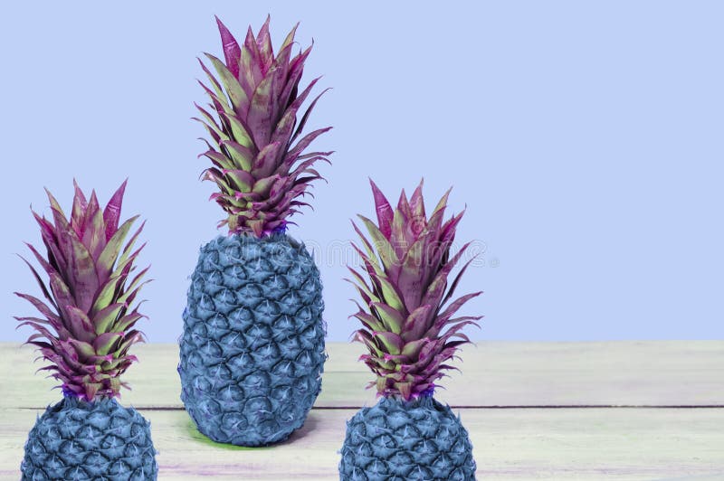 Blue Pineapple on Blue Background. Blue Tinted Window Stock Image ...