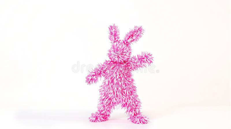 Creative Pink Abstract Bunny Sculpture in Floral Texture on White ...