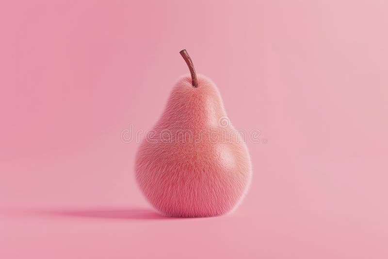 Creative Pink Fluffy Pear on a Soft Pink Background with a Whimsical ...