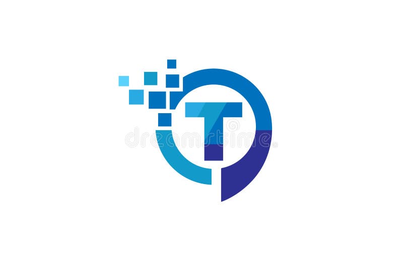 Creative Pixelated T Letter Talk Circle Bubble Logo Design Symbol ...