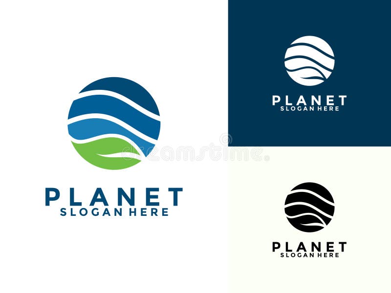 Creative Planet with Leaf Logo Design with Modern Concept, Care Earth ...