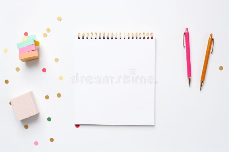 Creative Planner and Stationery on White Background AI Generated Stock ...