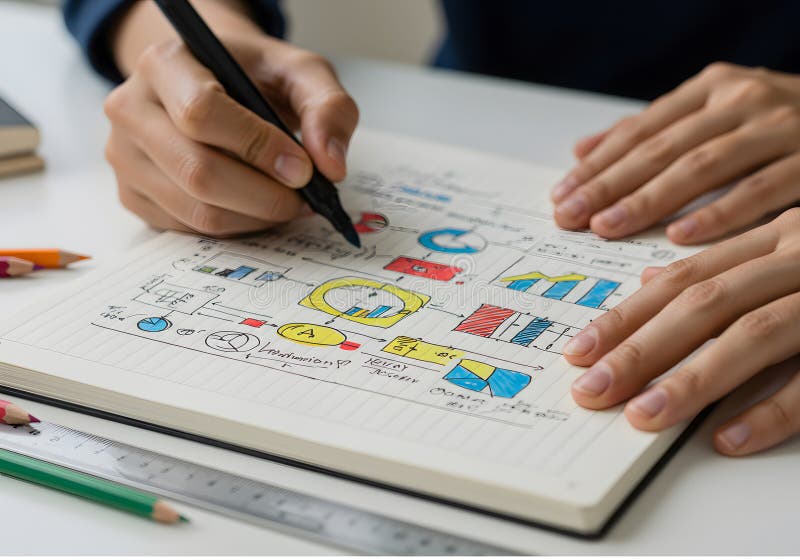 Creative Planning Hands Drawing Diagrams Stock Illustration ...