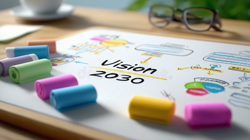 Creative Planning Set at Conference Table with Colorful Brainstorming ...