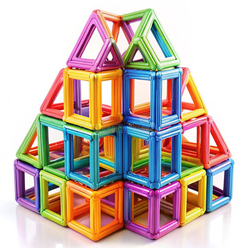 Plastic Magnetic Building Set with Interlocking Pieces Stock ...