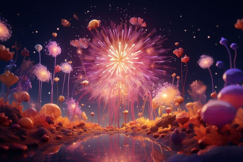 Creative and Playful Fireworks Composition with Stock Illustration ...