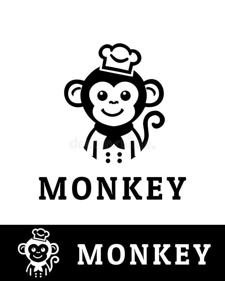 A Creative and Playful Monkey Chef Logo Featuring a Cute Smiling Monkey ...