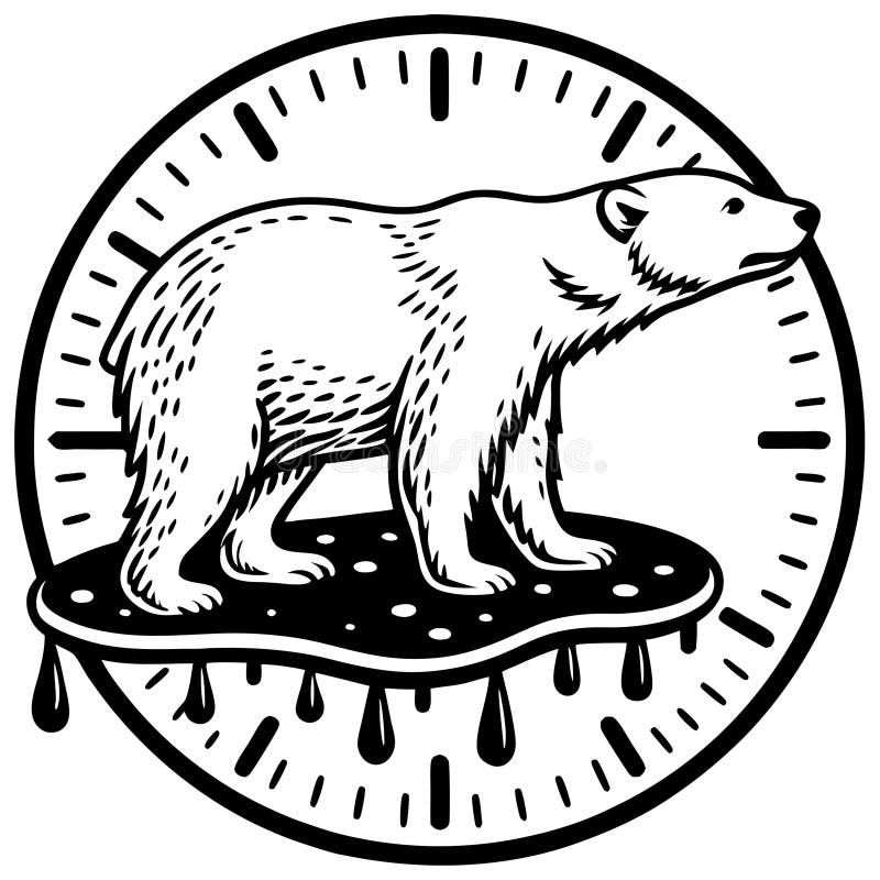 Creative Polar Bear Illustration with Clock Elements for Unique Tattoo ...