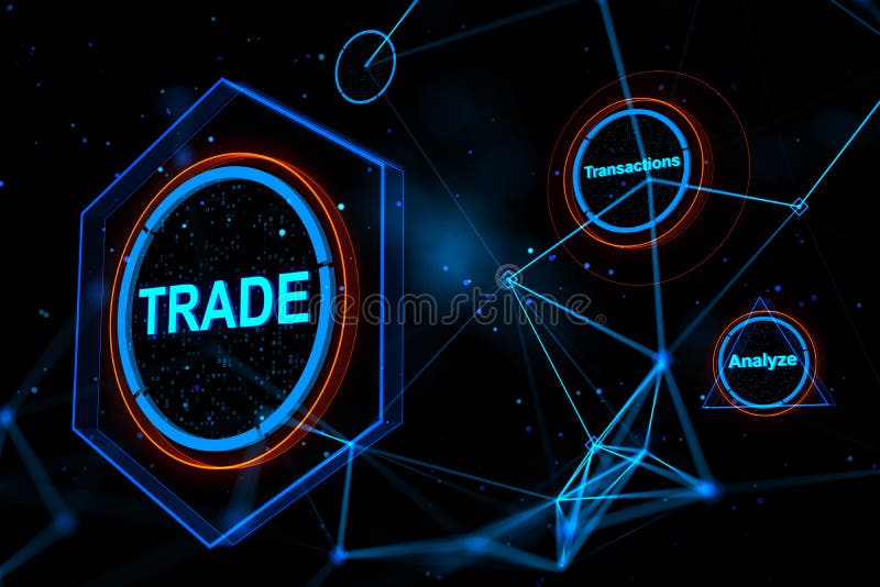 Creative Polygonal Trade Hologram on Blurry Background. Technology ...