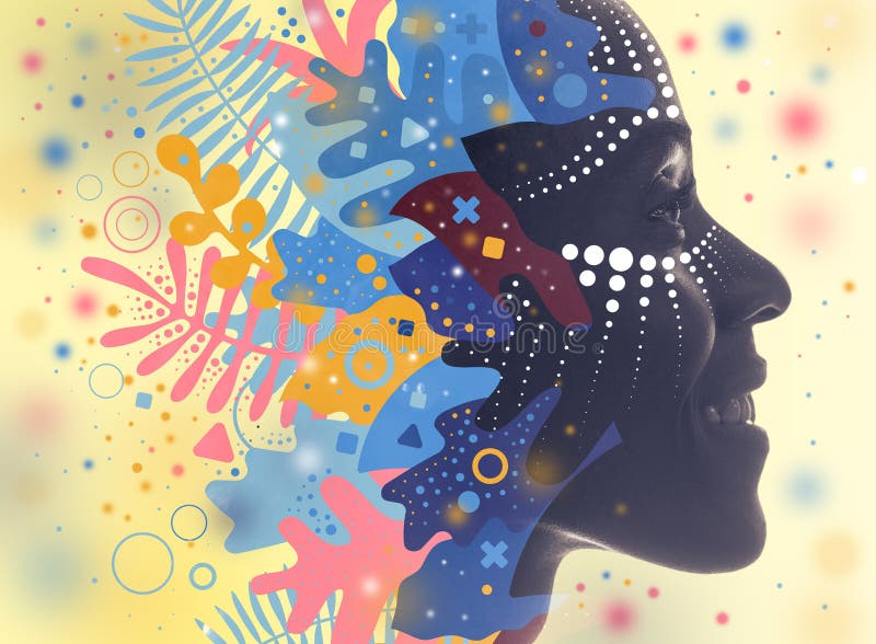 A Portrait Combined with Digital Graphics Stock Photo - Image of ...