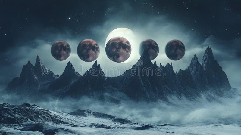 Lunar Influence and Celestial Rhythms in Astrology Illustration Stock ...