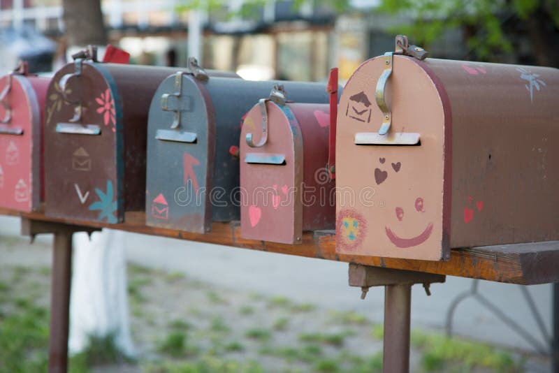 Creative Post Boxes. Closeup Stock Image - Image of bills, countryside ...