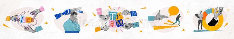 Creative Poster Collage of Funny Concept Different Panorama Team ...
