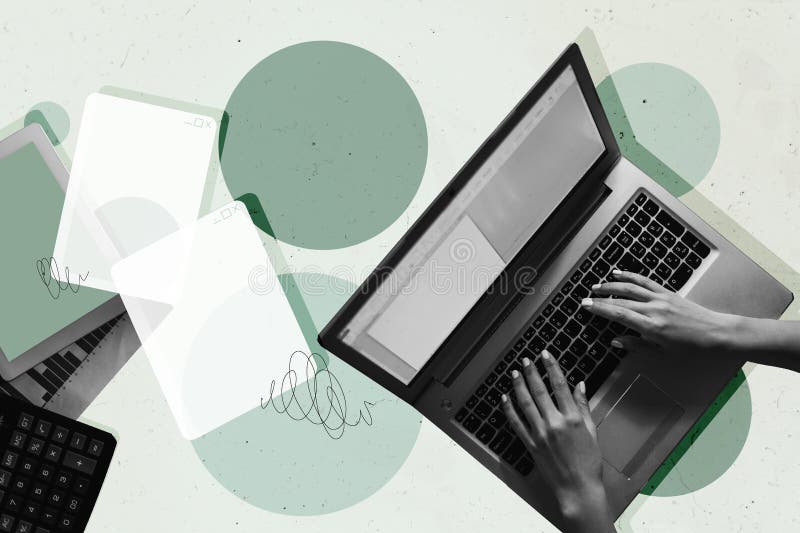 Creative Poster Collage of Manager Workplace Workshop Workspace Netbook ...