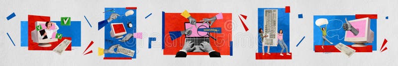 Creative Poster Collage of Panorama Collection Working Process Employee ...