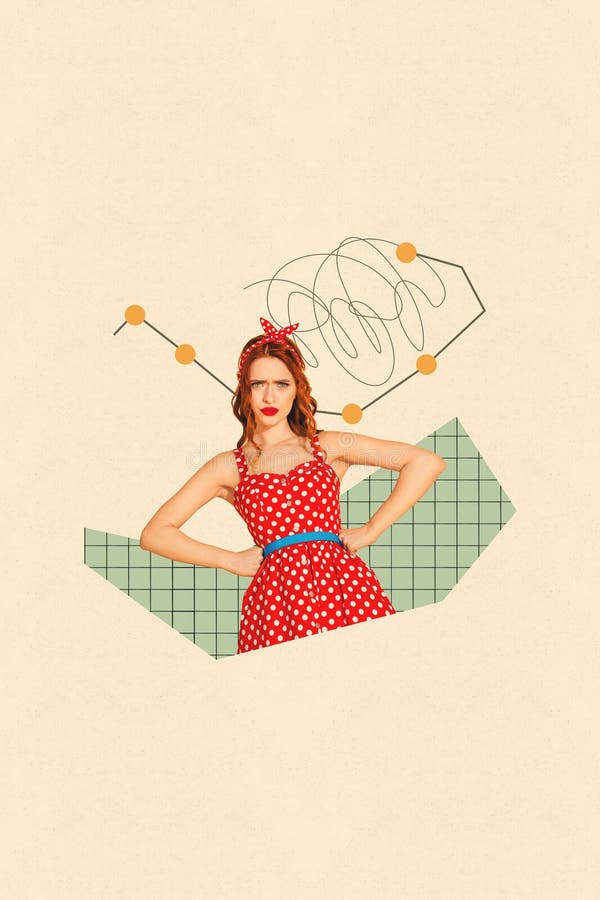 Creative Poster Collage of Person Looking Having Graphs Lines Dots on ...