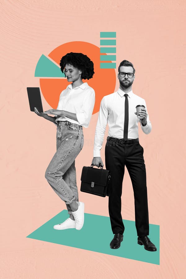 Creative Poster Collage of Young Teamwork Process Colleagues Manager ...