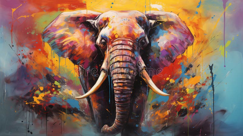 Creative Poster with Colorful Elephant Stock Photo - Image of drawing ...