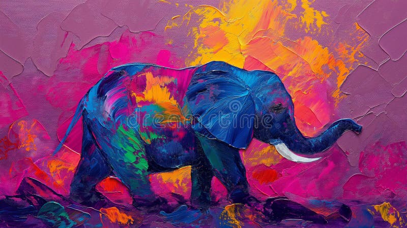 Creative Poster with Colorful Elephant Stock Photo - Image of safari ...