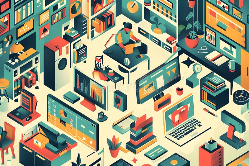 Creative Poster with Office Team Surrounded by Collaboration and ...