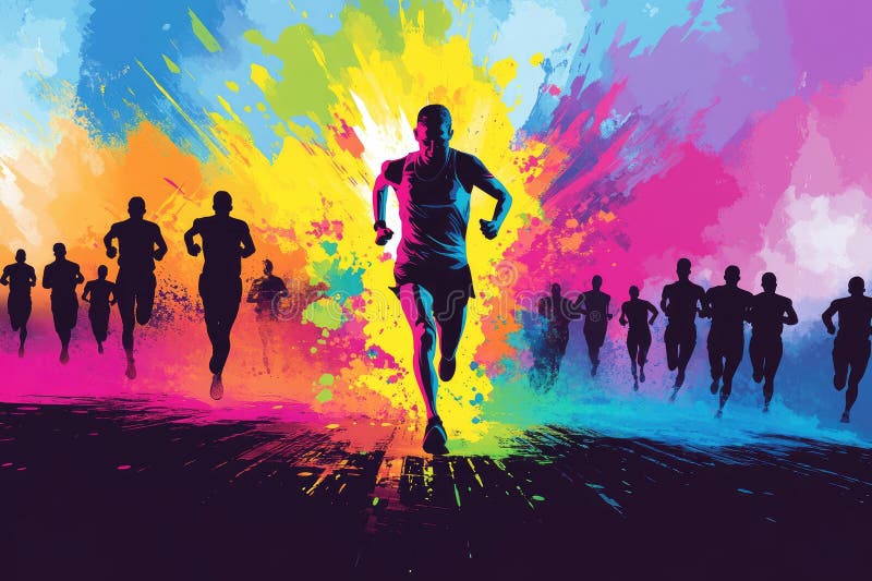 A Creative Poster Showing a Runner Breaking through the Finish Line in ...