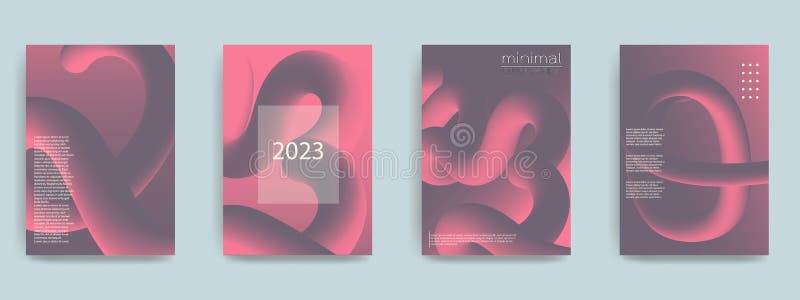 Creative Posters with Gradient Shapes Composition. Wavy Shape with ...