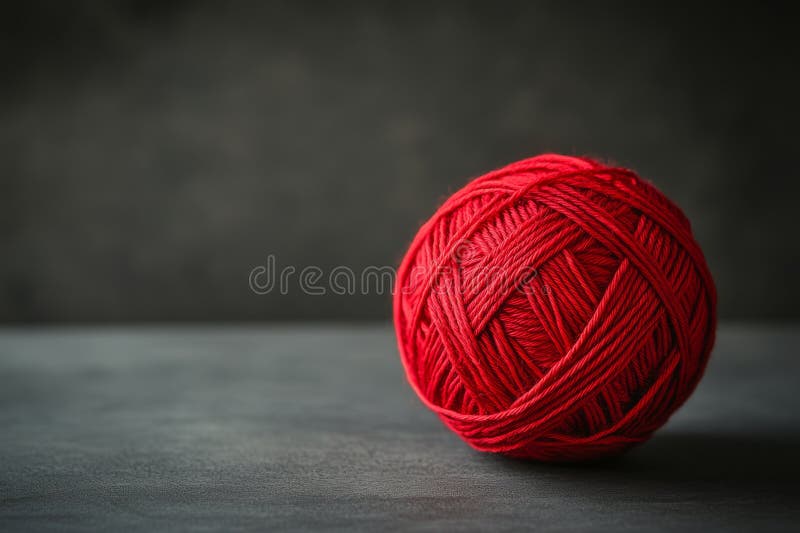 Creative Potential Shines with a Vibrant Red Ball of Yarn Against a ...